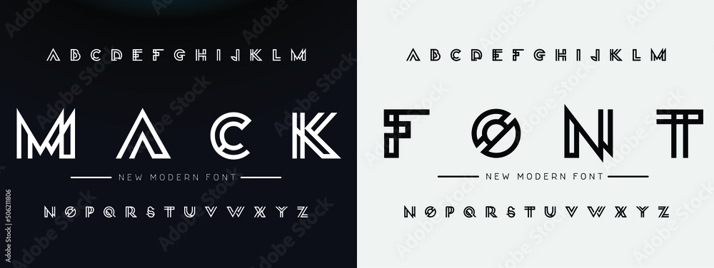 MACK Sports minimal tech font letter set. Luxury vector typeface for ...