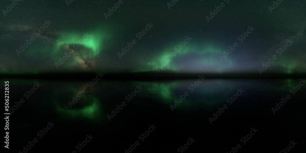 HDRI - Ice terrain with Aurora Borealis on the sky 19 - Panorama Stock ...
