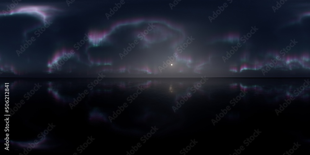 HDRI - Ice terrain with Aurora Borealis on the sky 21 - Panorama Stock ...