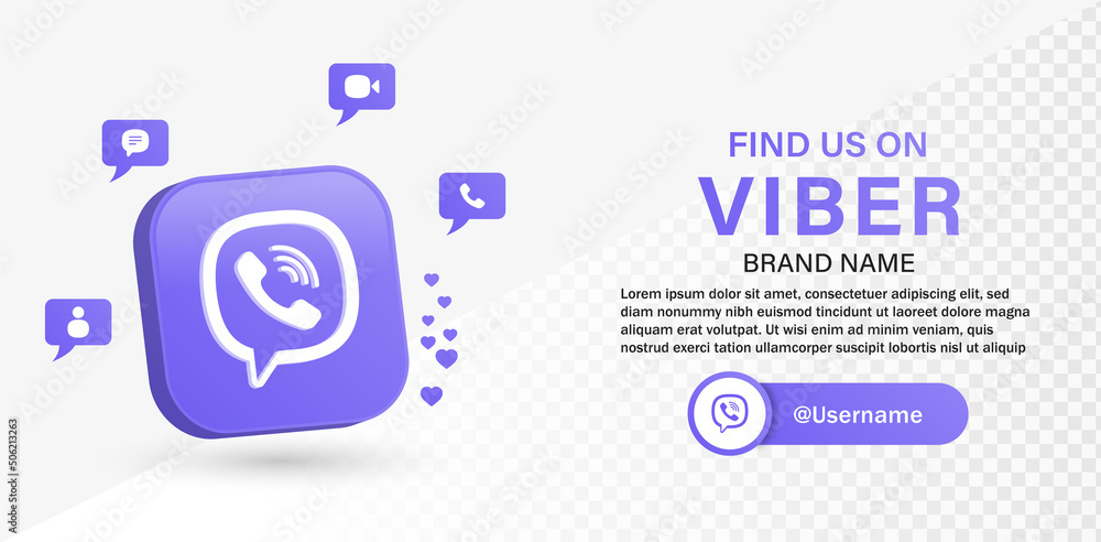 follow us on viber 3d logo with social media notification icons in ...