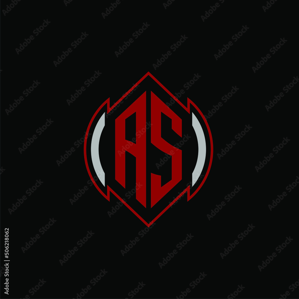 AS initial monogram logo for gaming with Gemoteric line shape style ...