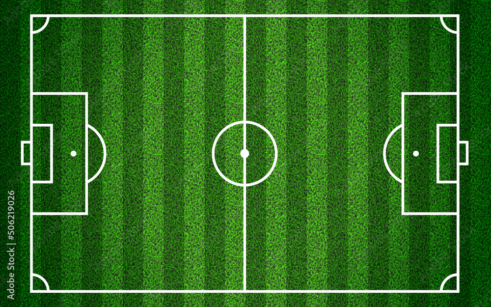 Realistic soccer field background top view with grass texture. Sport ...