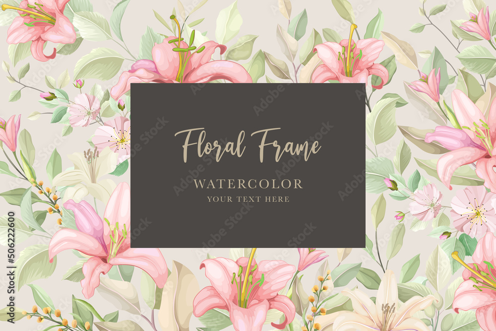 hand drawn lily border and frame background design Stock Vector | Adobe ...