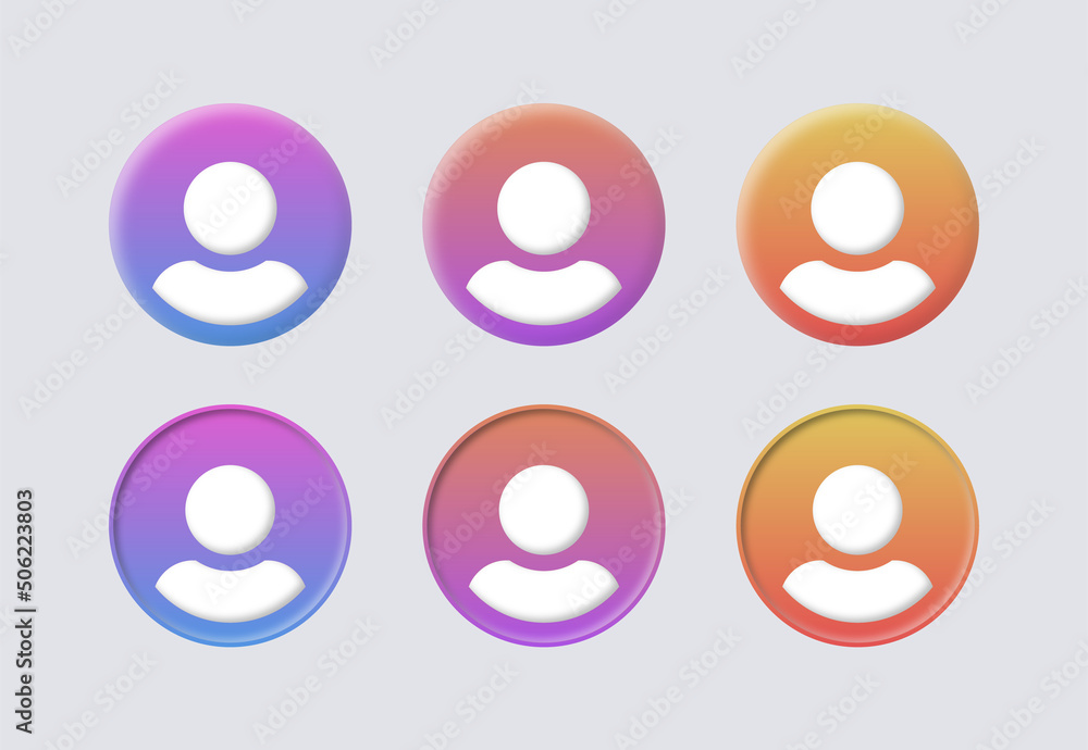 profile user icon button 3d, login account sign, male person profile ...