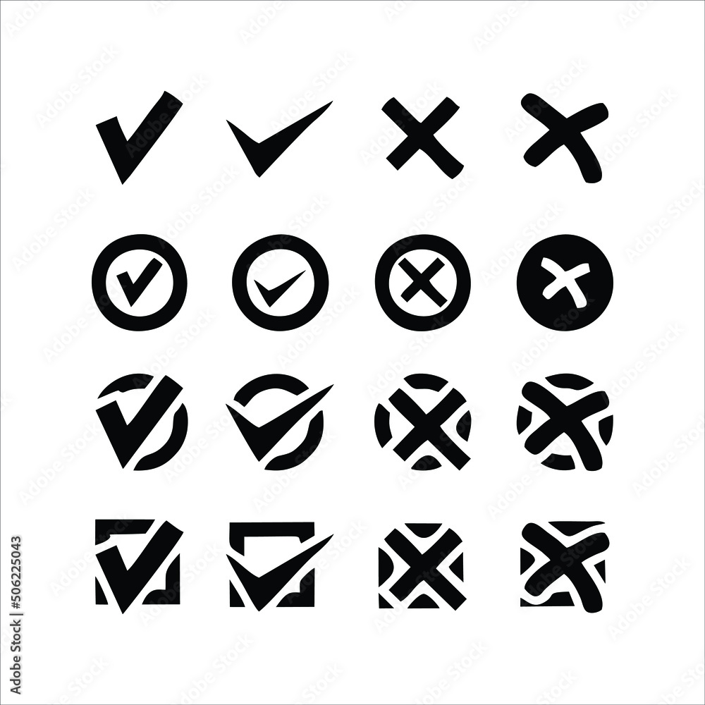 Check mark and cross symbols. check mark and cross icon. Right and ...