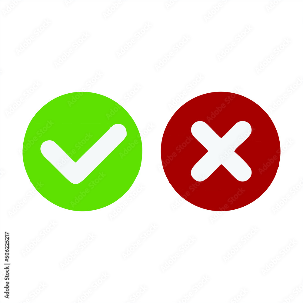 Check mark and cross symbols. check mark and cross icon. Right and ...