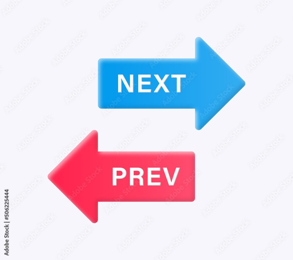 next and previous arrow buttons 3d with arrow right left icon in modern ...