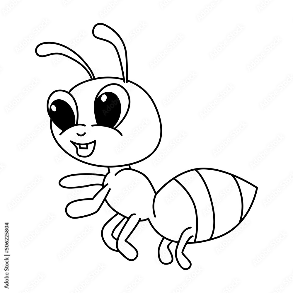Cute Ant Cartoon Coloring Page Illustration Vector For Kids Coloring