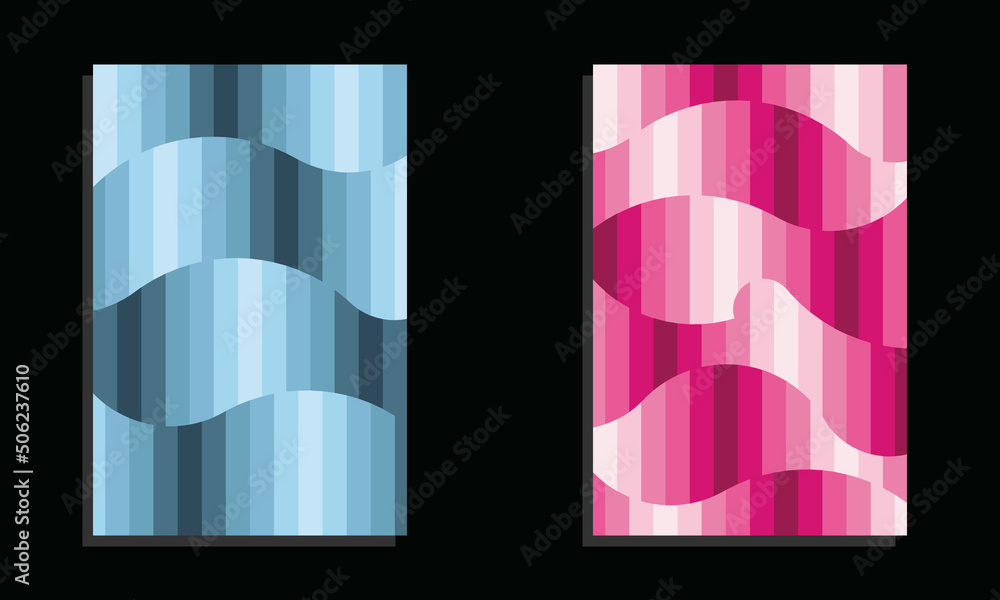 A set of color block Cover Art with wavy 3D illusion. Premium abstract ...