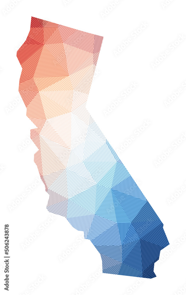 Map of California. Low poly illustration of the us state. Geometric ...