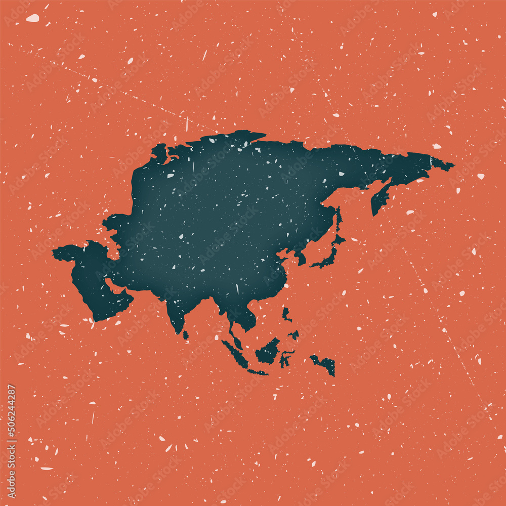 Asia vintage map. Grunge map of the continent with distressed texture ...