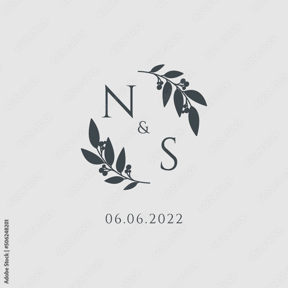 Letter NS elegant wedding monogram logo design Stock Vector | Adobe Stock