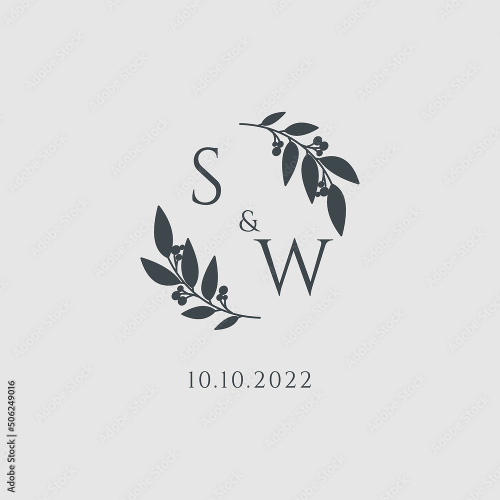 Vetor de Letter SW elegant wedding monogram logo design do Stock ...
