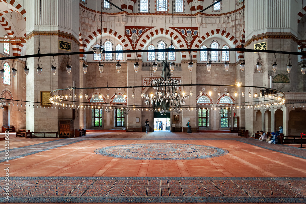 Mosque of Sehzade Camii. Interior of Sehzade Camii Mosque. Landmarks of ...