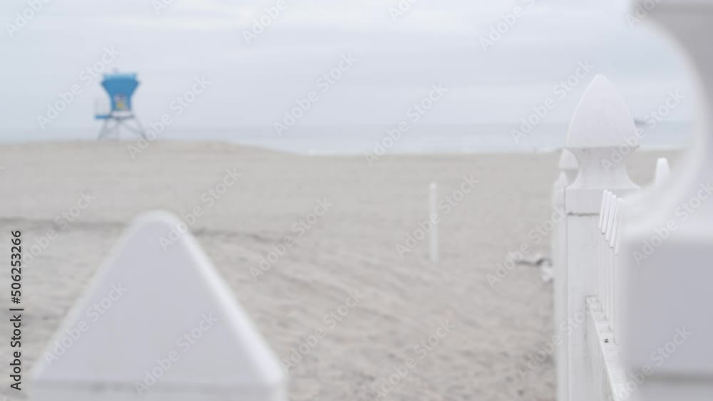 Lifeguard stand or life guard tower hut, surfing safety on California ...