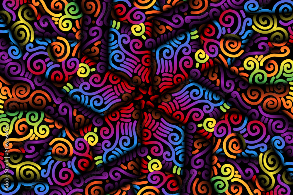seamless luxurious colourful circular circle line art pattern of ...