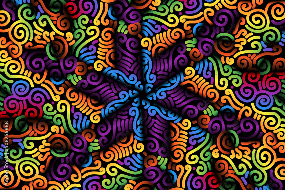 seamless luxurious colourful circular circle line art pattern of ...
