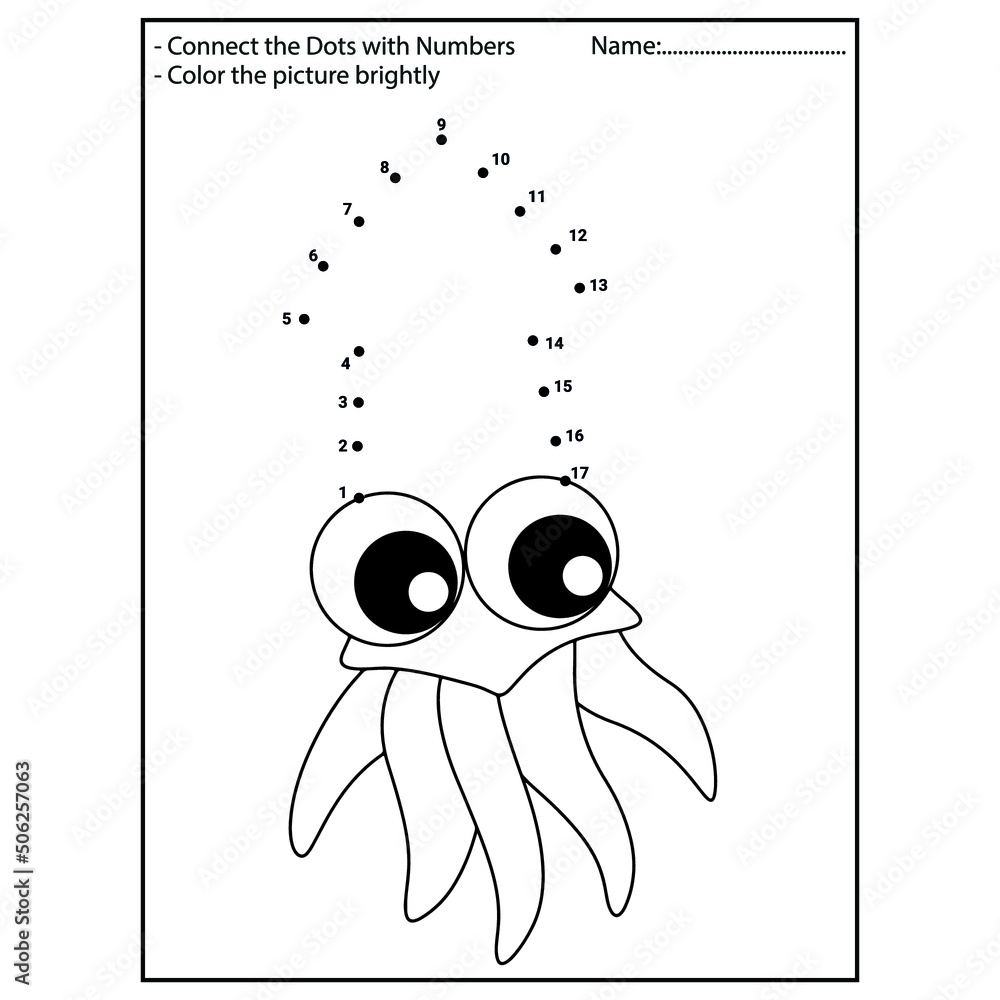 Dot To Dot Ocean animals for kids Stock Vector | Adobe Stock