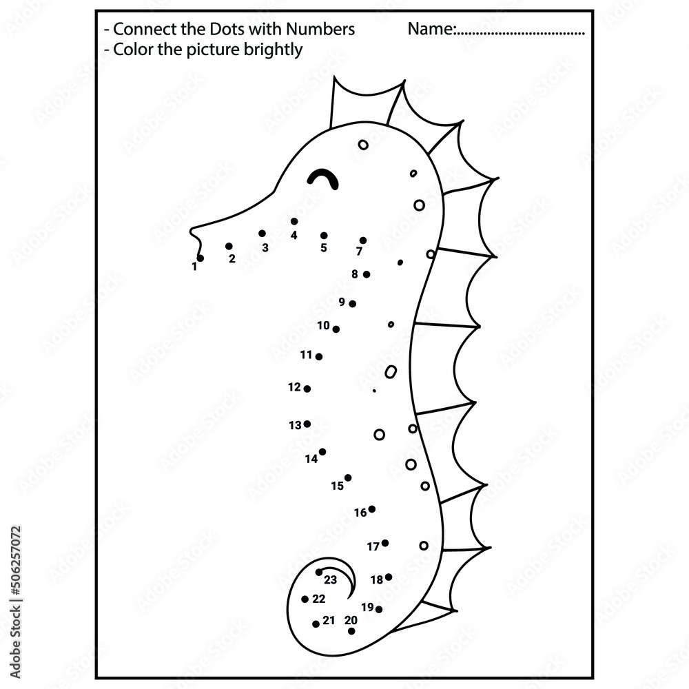 Dot To Dot Ocean animals for kids Stock Vector | Adobe Stock