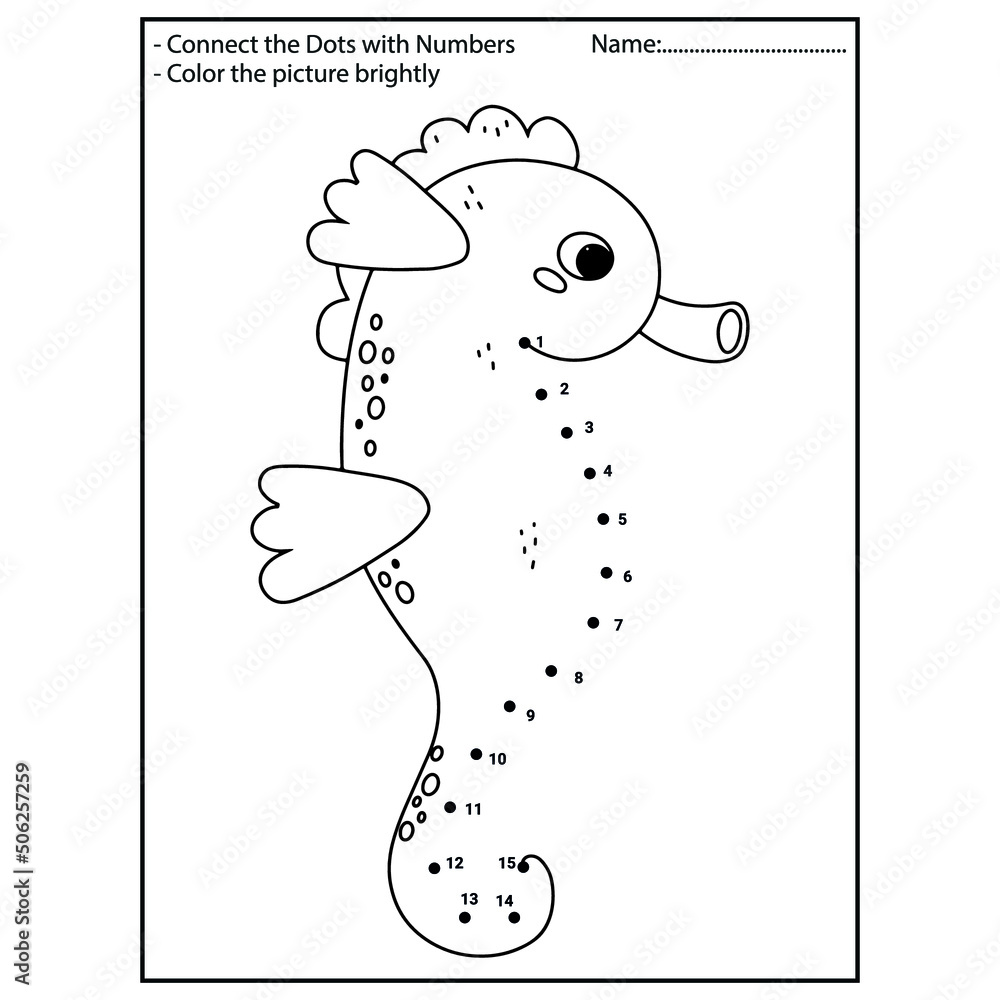 Dot To Dot Ocean animals for kids Stock Vector | Adobe Stock