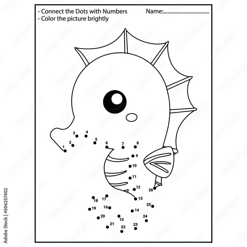 Dot To Dot Ocean animals for kids Stock Vector | Adobe Stock
