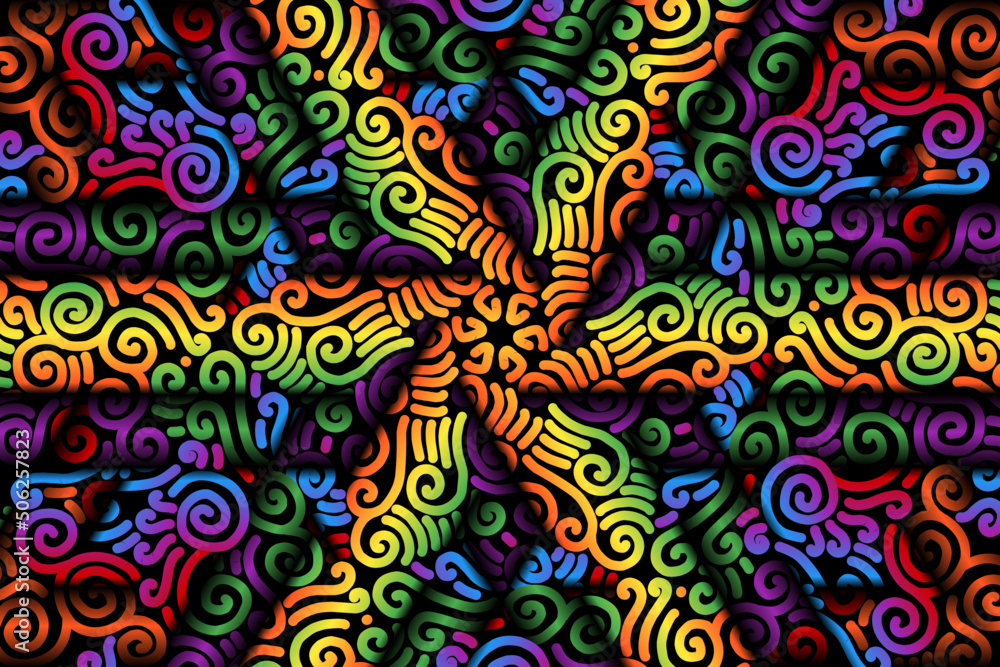 seamless luxurious colourful circular circle line art pattern of ...