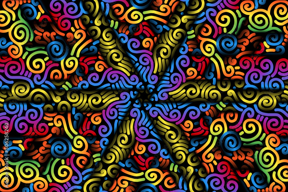 seamless luxurious colourful circular circle line art pattern of ...