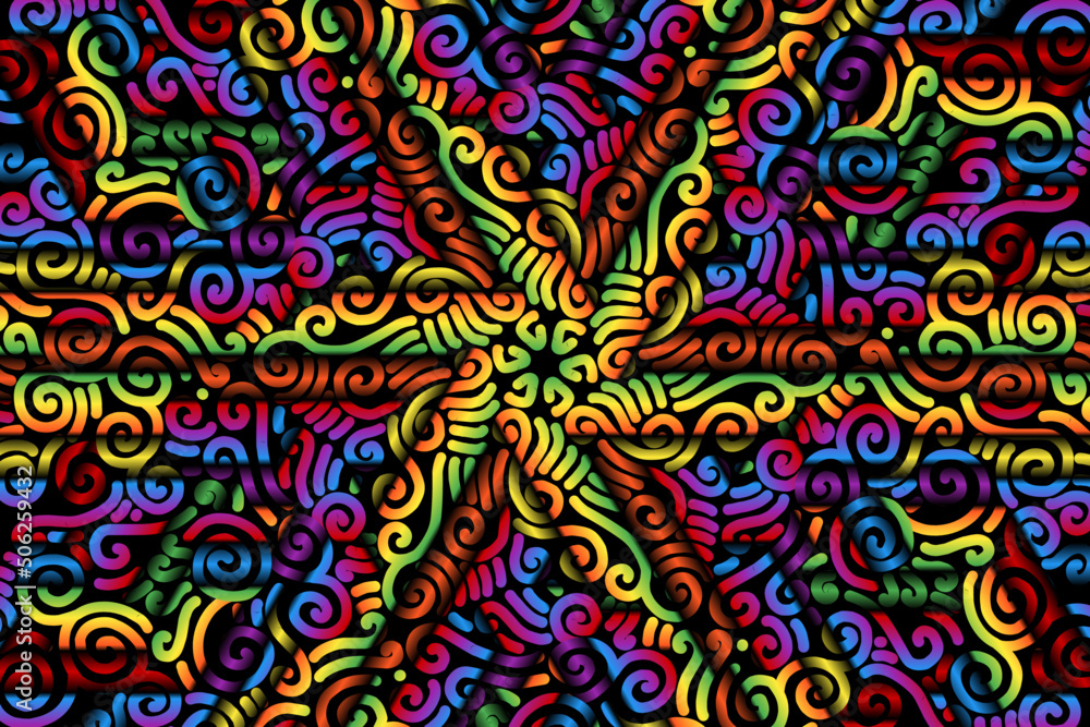 seamless luxurious colourful circular circle line art pattern of ...