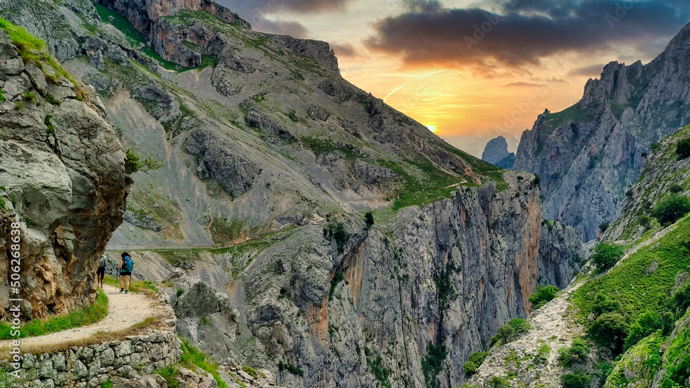 The route of the Cares Canyon, in the Picos de Europa National Park ...