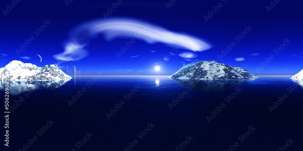 sea panorama, HDRI, environment map , Round panorama, spherical ...