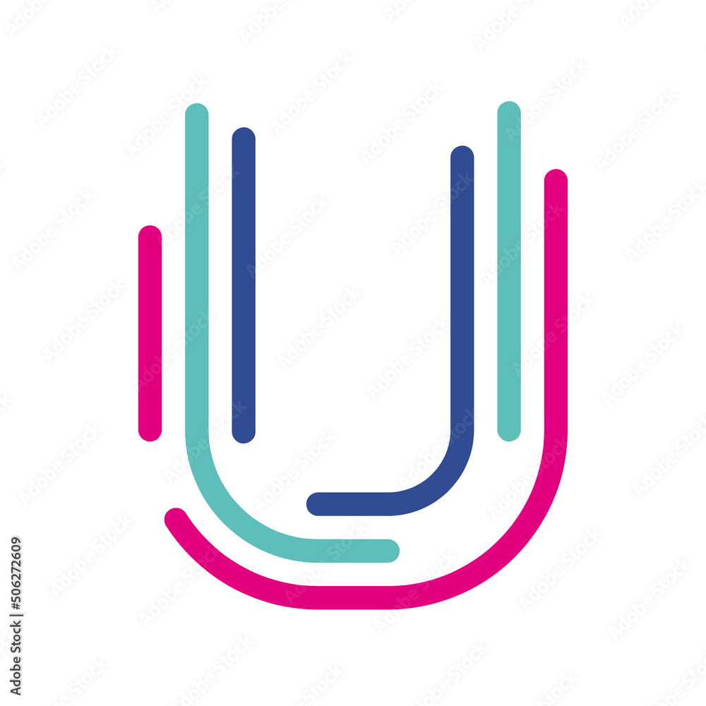 Abstract Letter U Line Colorful linear logotype. modern letter lines ...