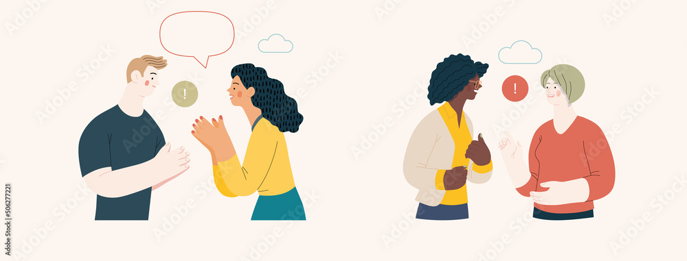 People portrait - Conversation -Modern flat vector concept illustration ...