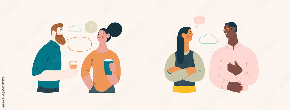 People portrait - Conversation -Modern flat vector concept illustration ...