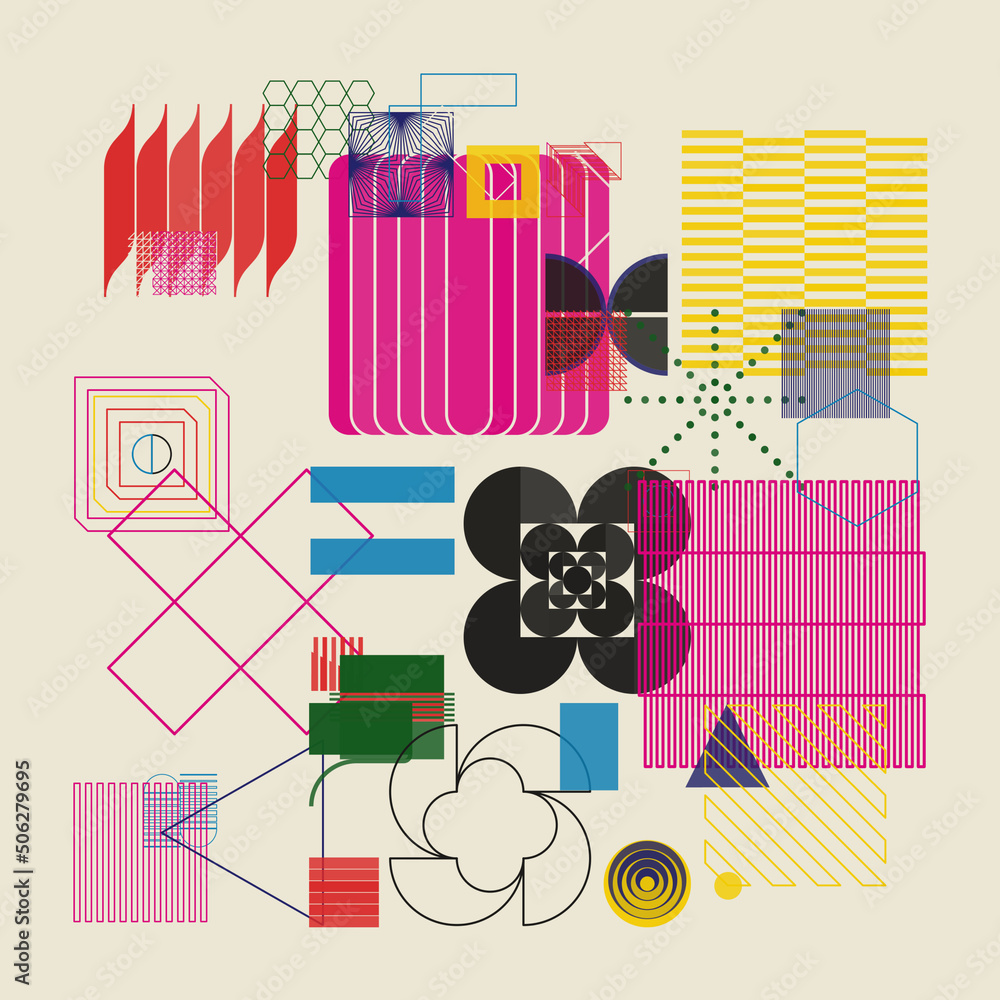 Digital Collage Graphics Pattern Made With Generative Art Elements And ...