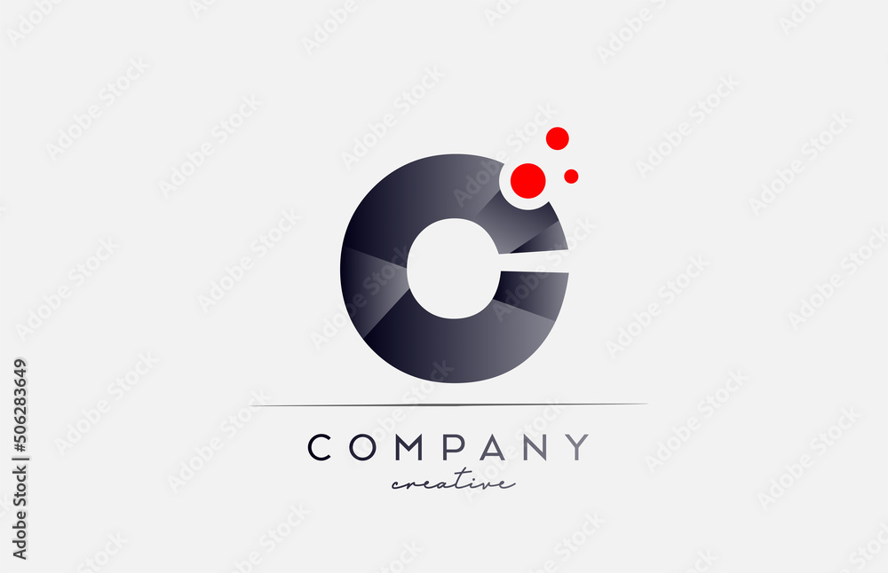 C alphabet letter logo icon with grey color and red dot. Design ...