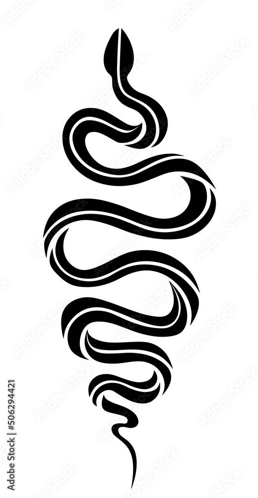 Snake. Snake logo. Black and white illustration of a snake on a white ...