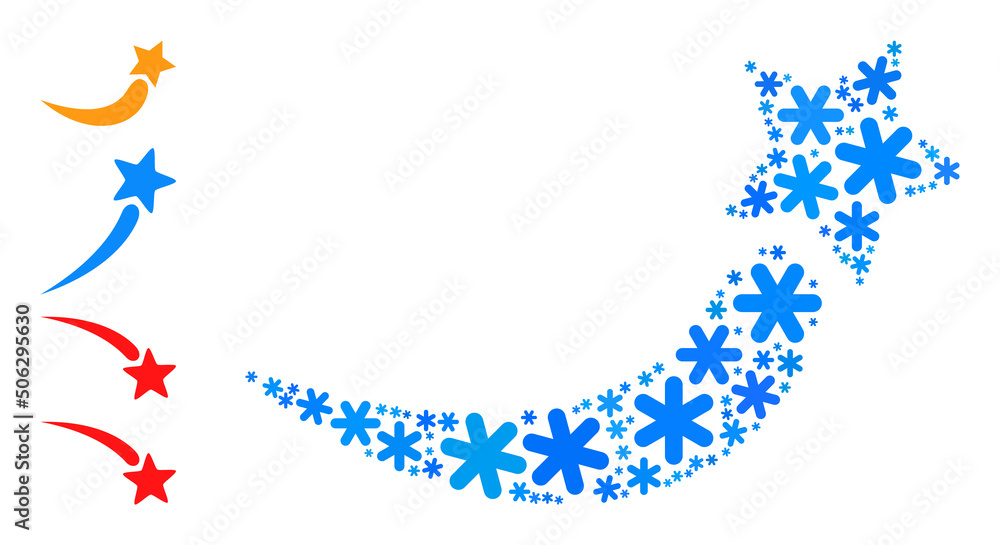 Mosaic rising star pictogram is designed for winter, New Year ...