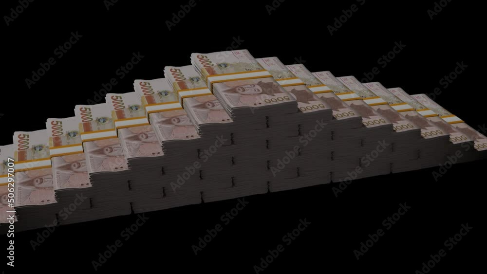 Many wads of money on transparent background. 5000 South Korean Won ...