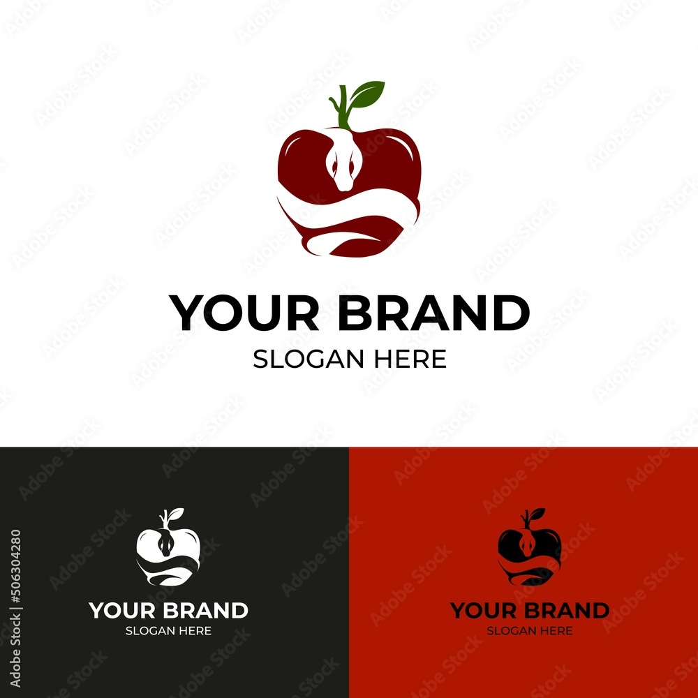 apple logo design with snake illustration for company identity Stock ...