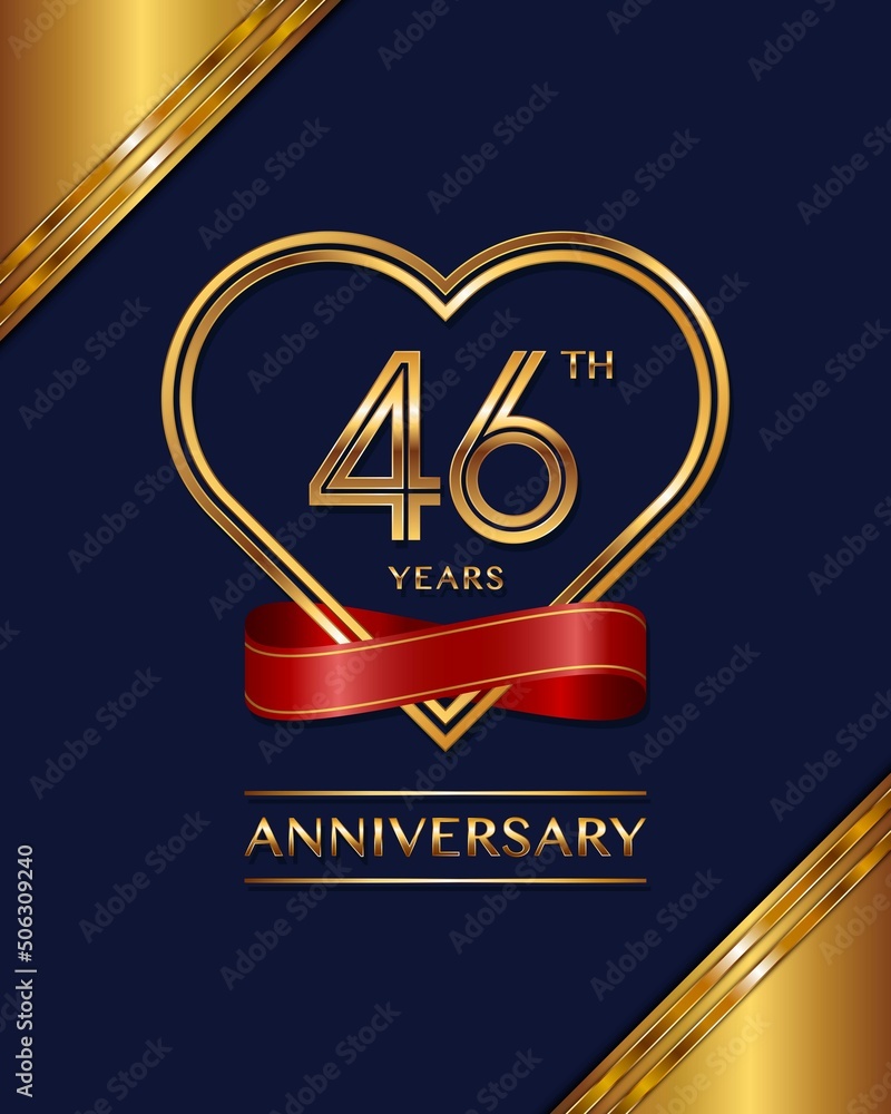 46 years anniversary celebration logotype with golden color, for ...