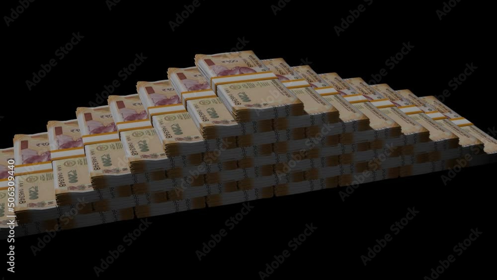 Many wads of money on transparent background. 200 Indian Rupees ...
