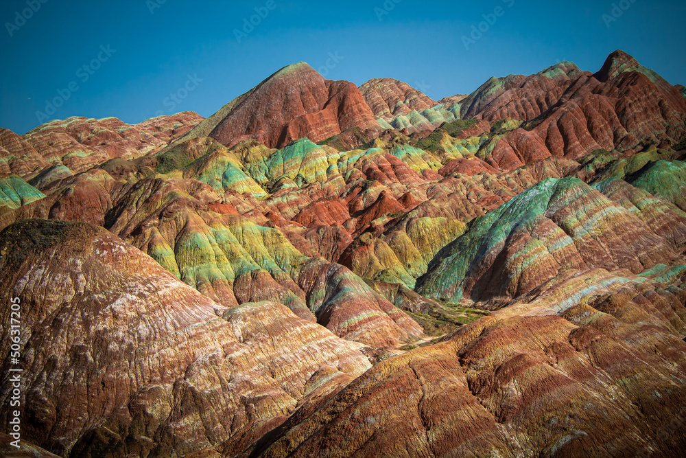 Panoramic image of the red, green, yellow, orange layers of the Chinese ...