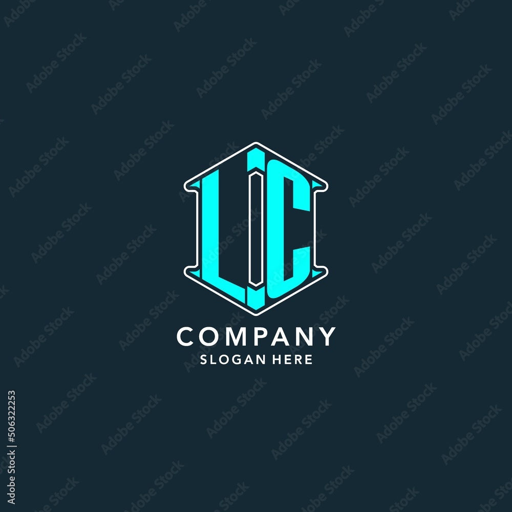 Letter LC logo with hexagon shape geometric style design idea Stock ...