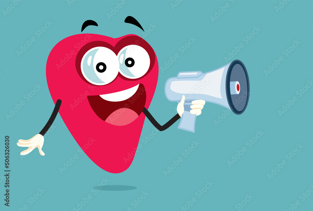 Heart Speaking Using a Loudspeaker Vector Cartoon Illustration Stock ...