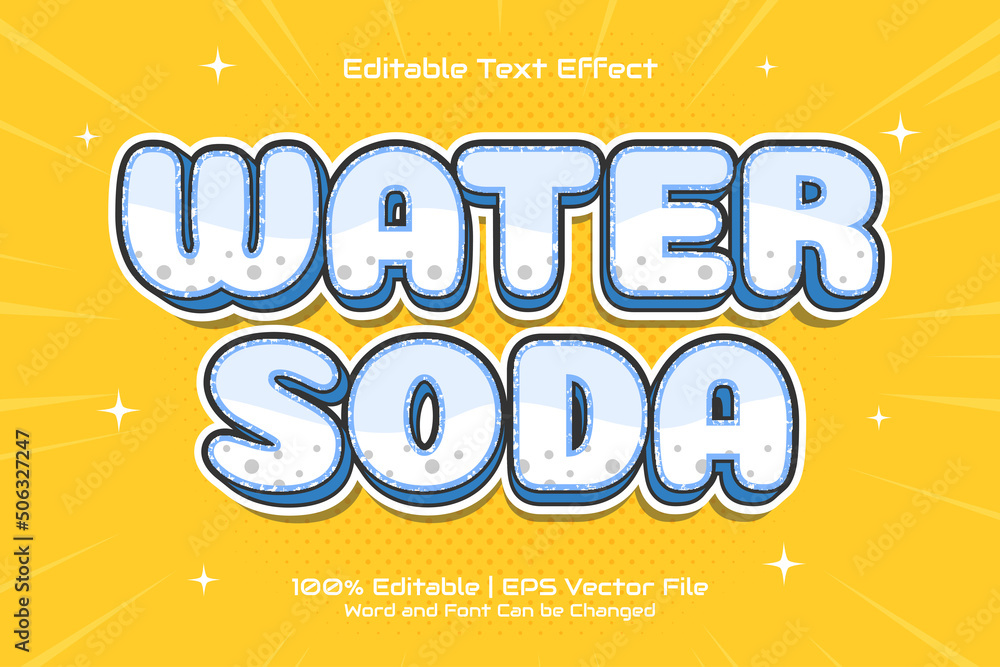 Editable text effect - Water Soda 3D Flat cartoon style Stock Vector ...