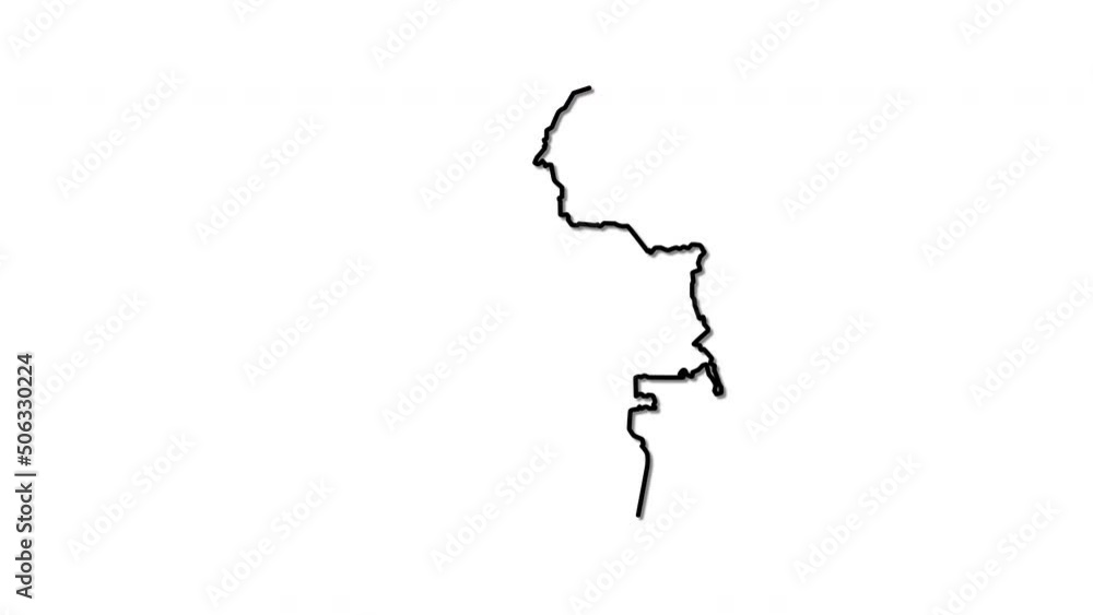 Colombia map self drawing animation. Line art. Country territory ...