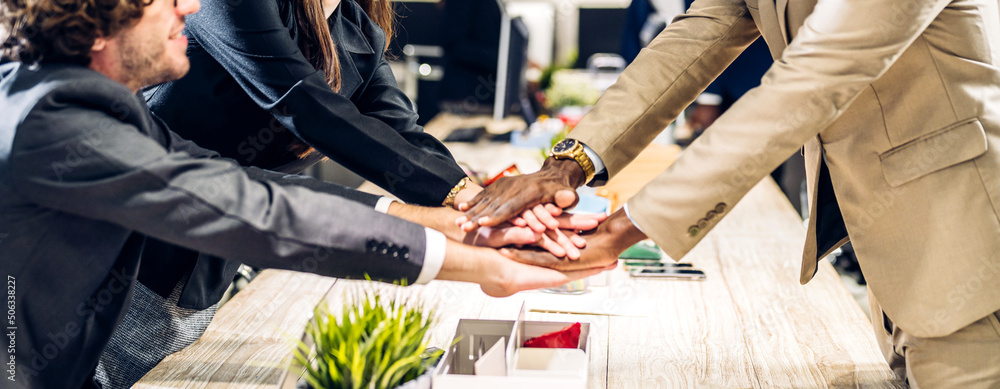 Successful of group professional business people to win of celebrating ...