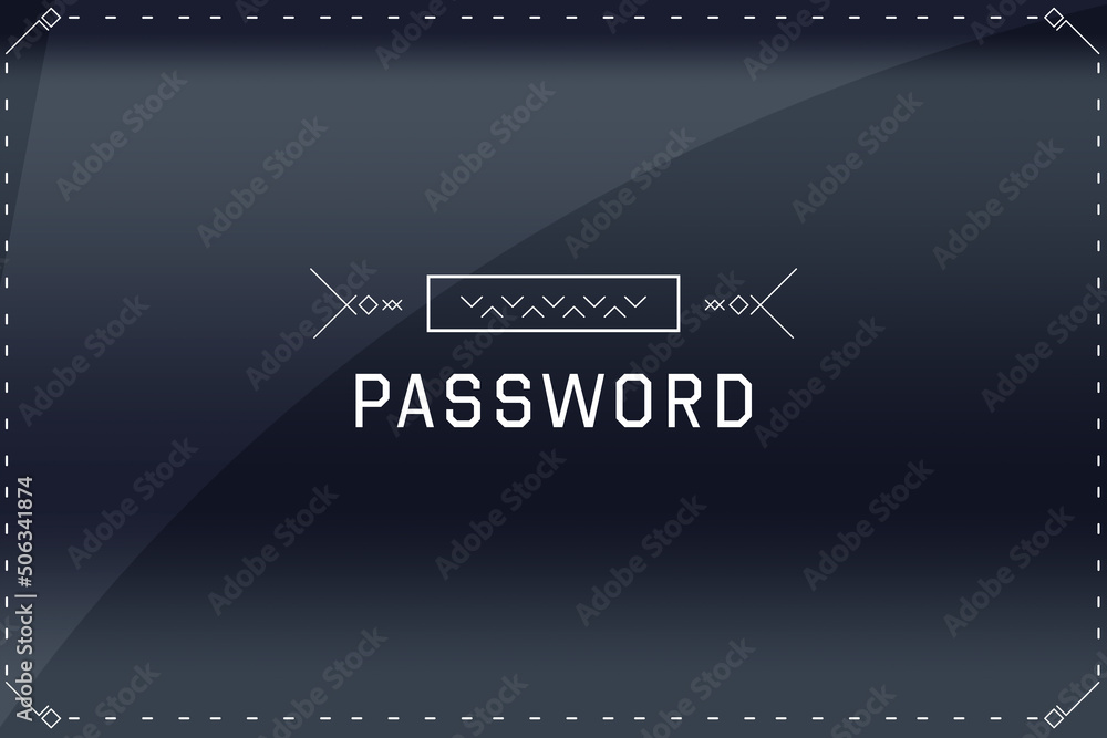 Blocked screen of gadget with line for password, illustration. Cyber ...