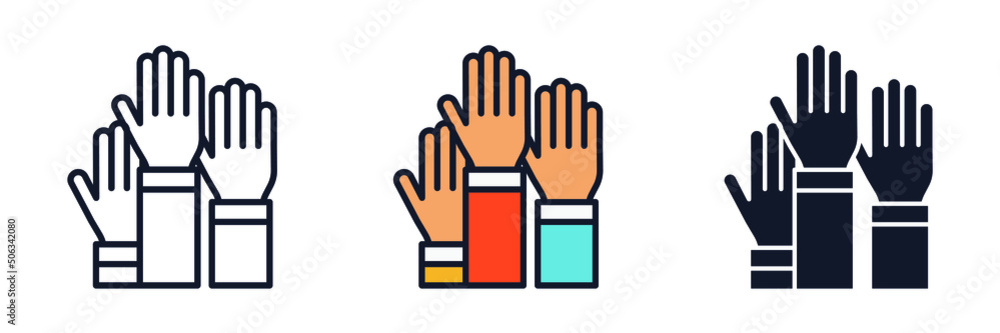 raised hands. Voting hands icon symbol template for graphic and web ...