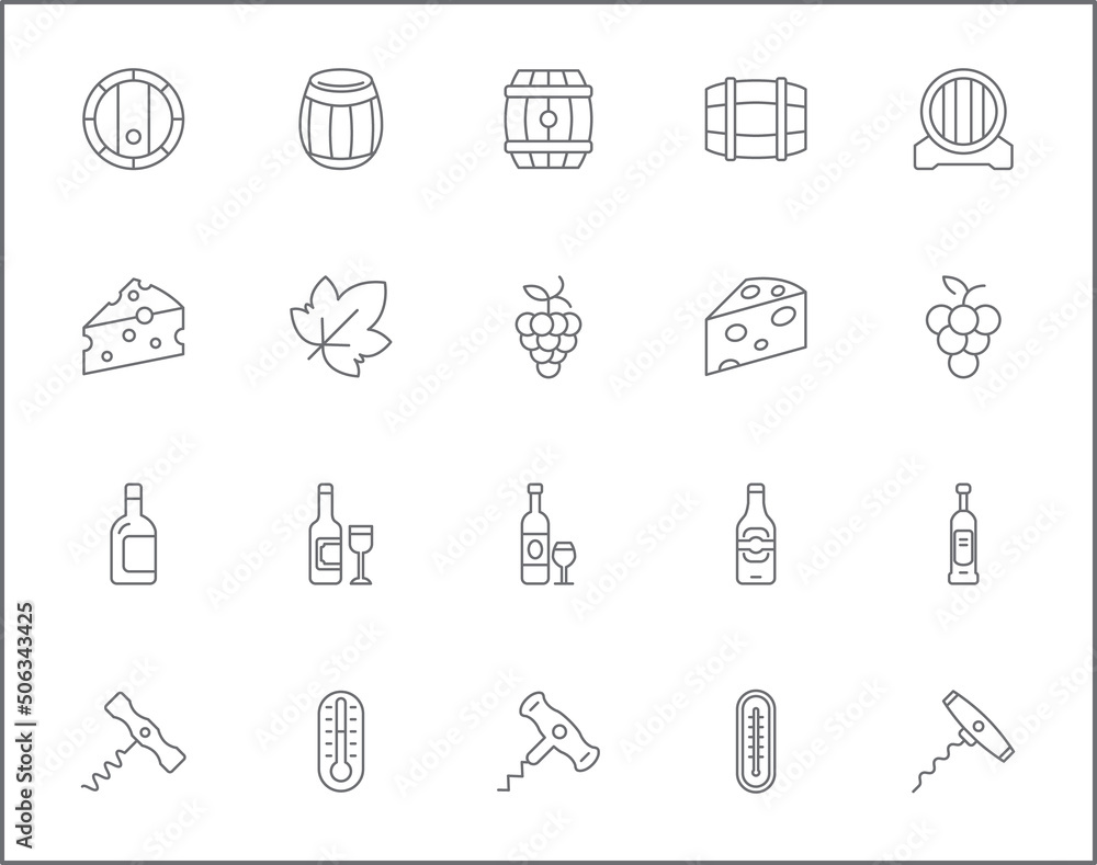 Simple Set of wine Related Vector Line Icons. Contains such Icons as ...